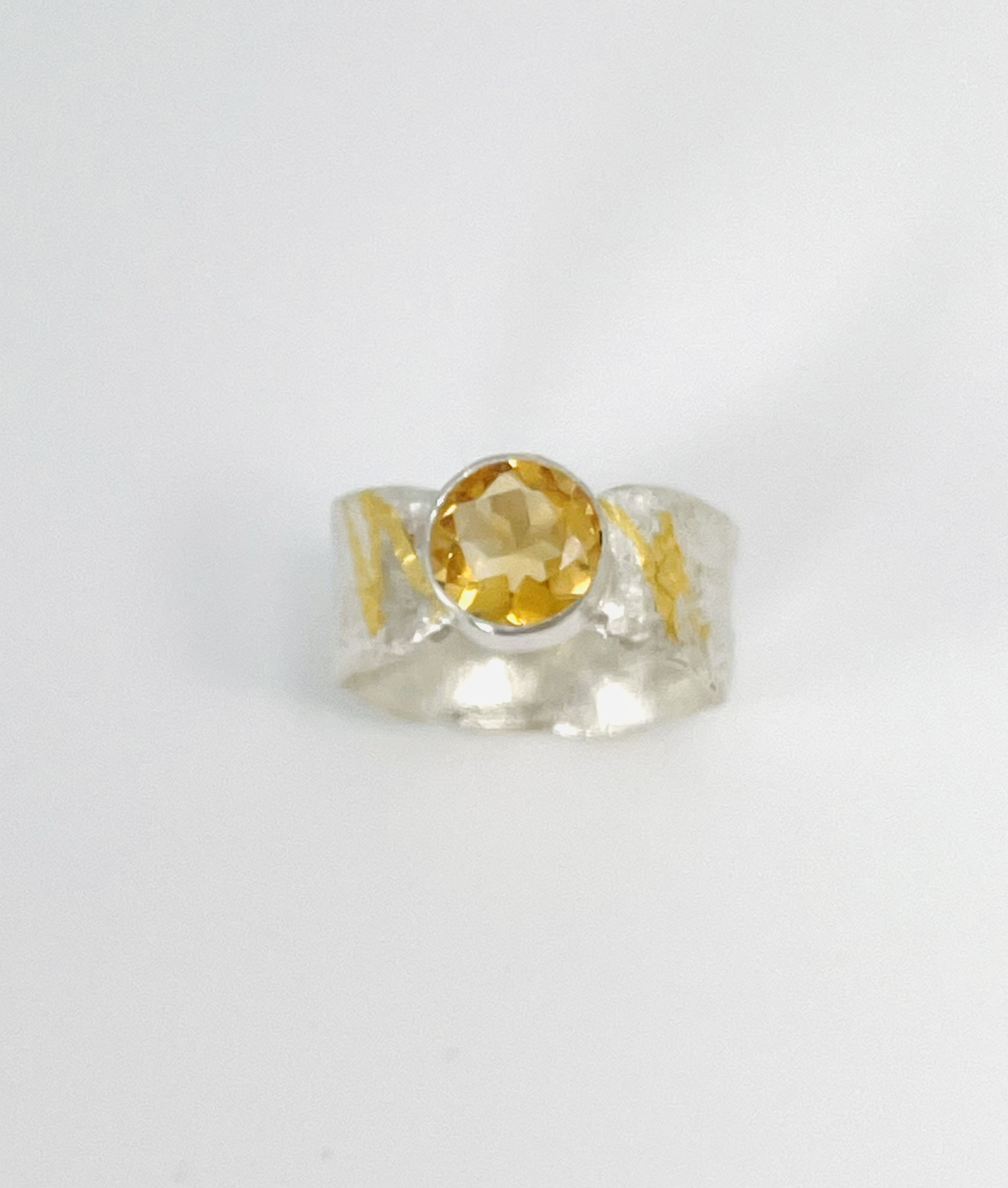 Sterling silver ring wiht citrine and 22k gold accents | Marin Open Studios